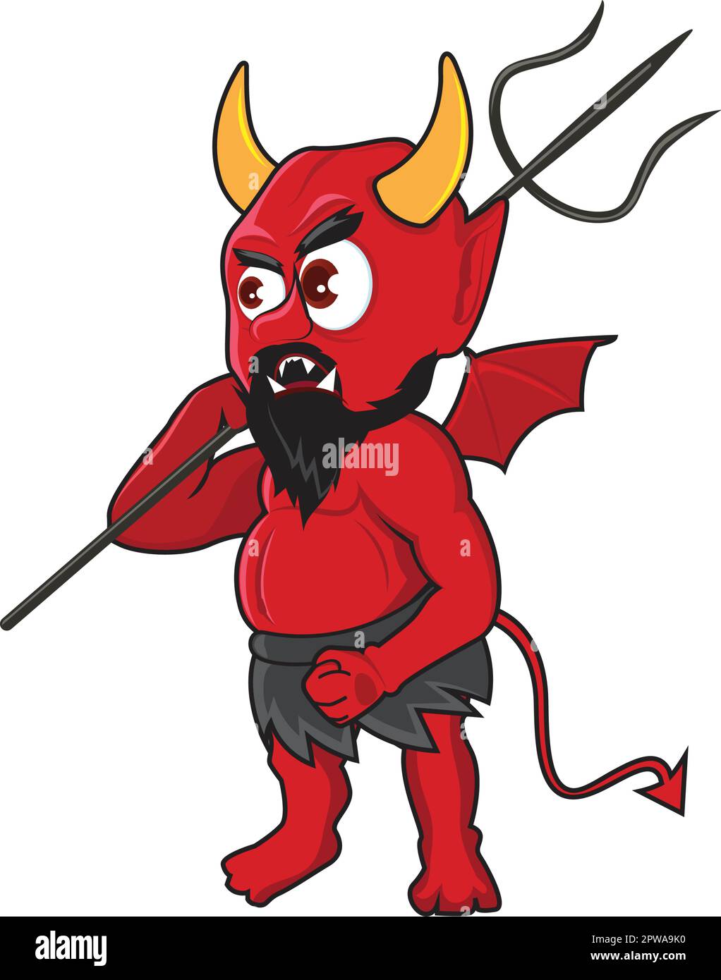 Devil Holding Trident Illustration visualized with Cartoon Style Stock ...