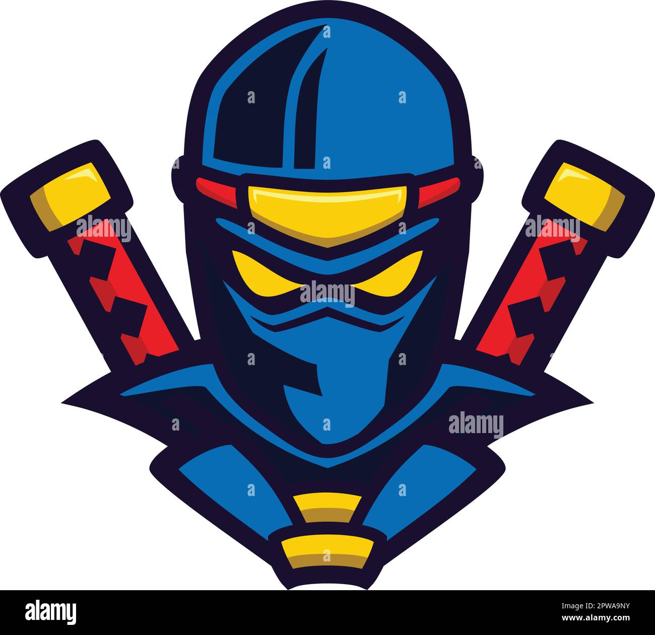 Ninja Mascot Front View with Intimidating Gesture Illustration Stock ...