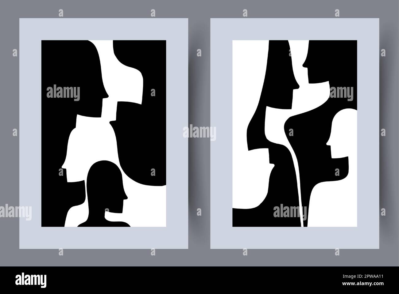 Abstract figures aesthetic shapes wall art print Stock Vector Image ...