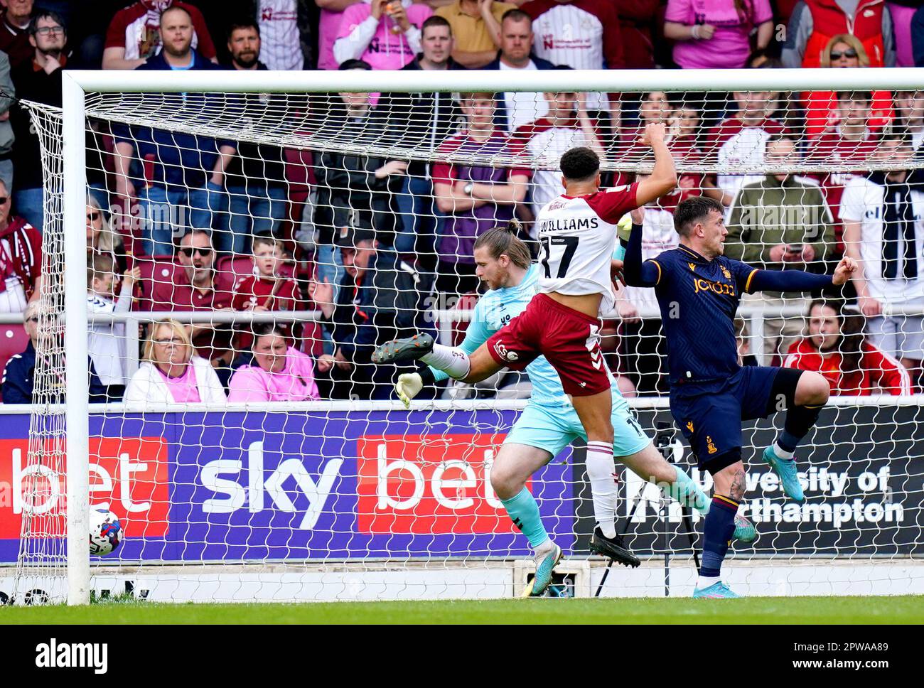 Bradford City's Andy Cook scores their side's first goal of the game ...