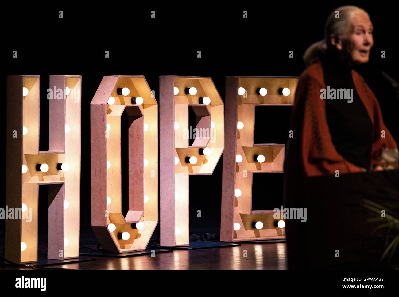 THE HAGUE - Jane Goodall during a lecture at the World Forum. Jane ...