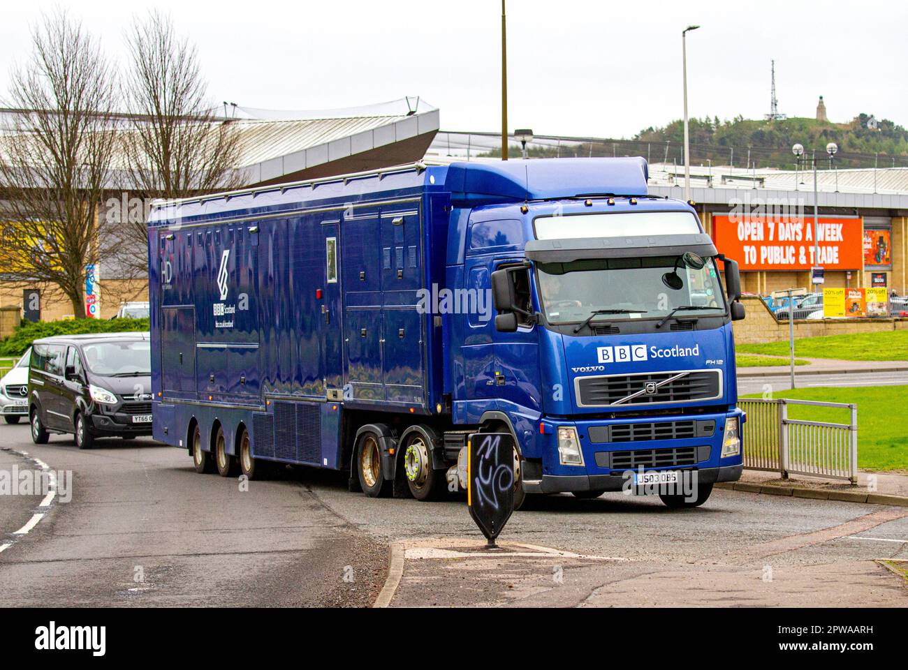 Blue bbc scotland lorry hi-res stock photography and images - Alamy