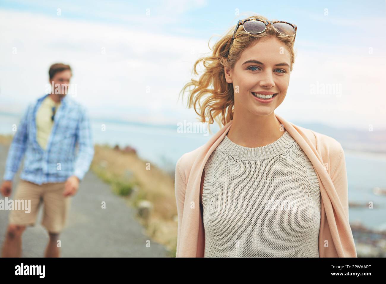 Theres nothing better than a walk outdoors. a young woman walking ...