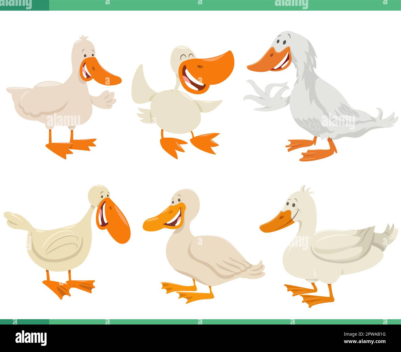 cartoon funny ducks farm animal characters set Stock Vector Image & Art ...