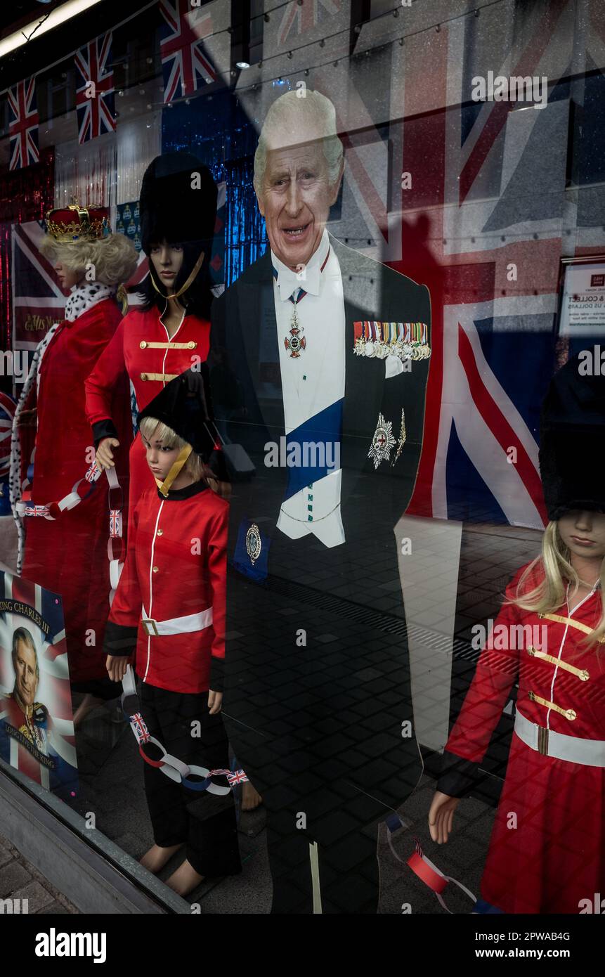Patriotic hop window display celebrating the coronation of Charles III ...