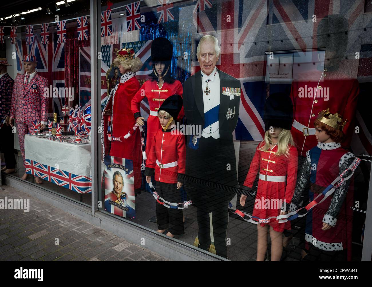 Patriotic hop window display celebrating the coronation of Charles III ...