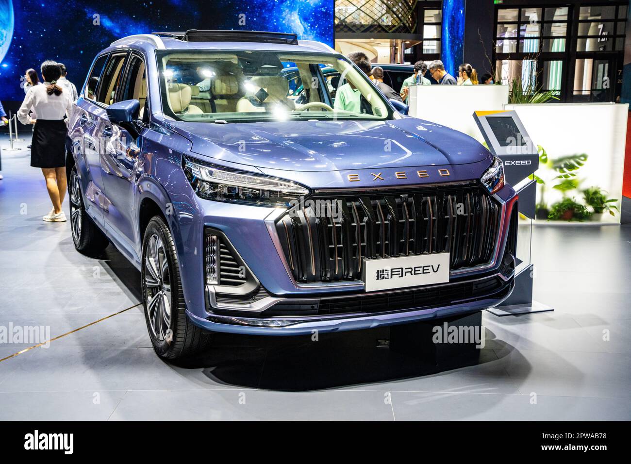 Chery Exeed Lanyue (VX) range extended EV (PHEV) on display at the 2023 Shanghai Auto Show Stock ...