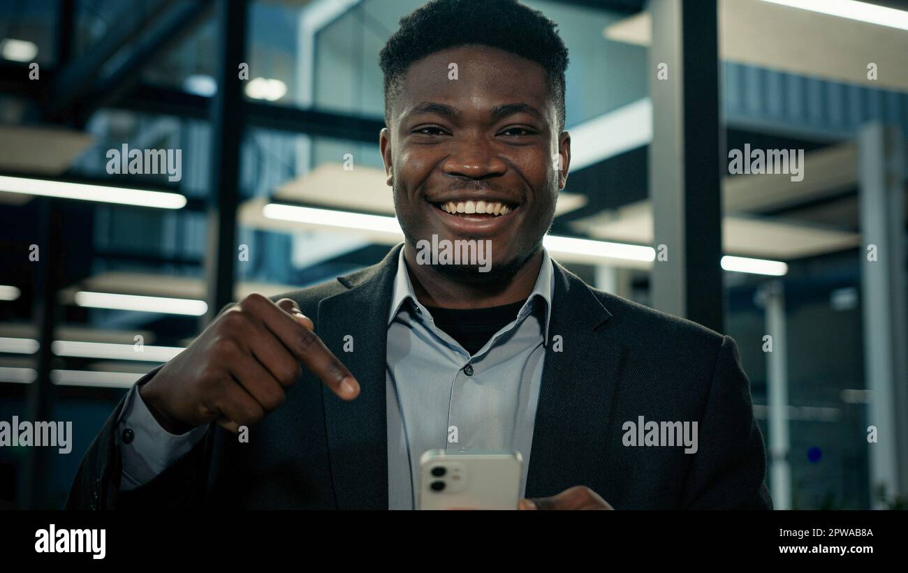 African young businessman office worker boss entrepreneur man winner ...