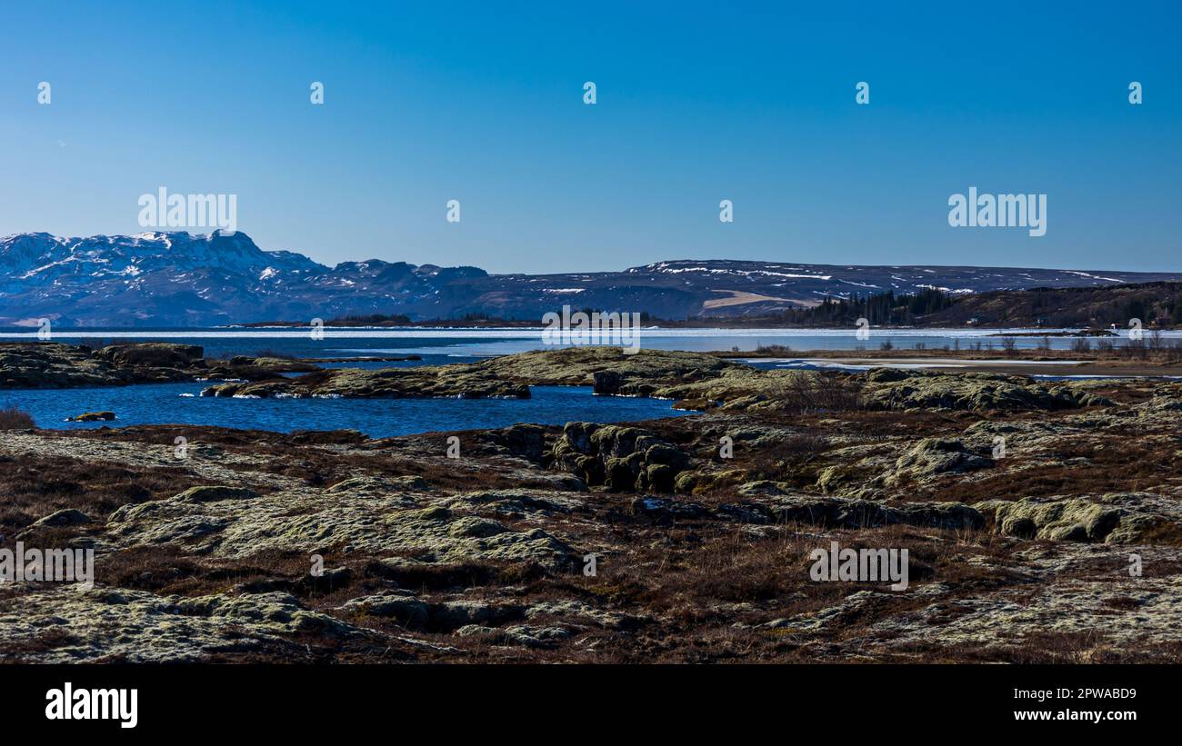 Thingvellir national park in iceland in a cold march day Stock Photo ...