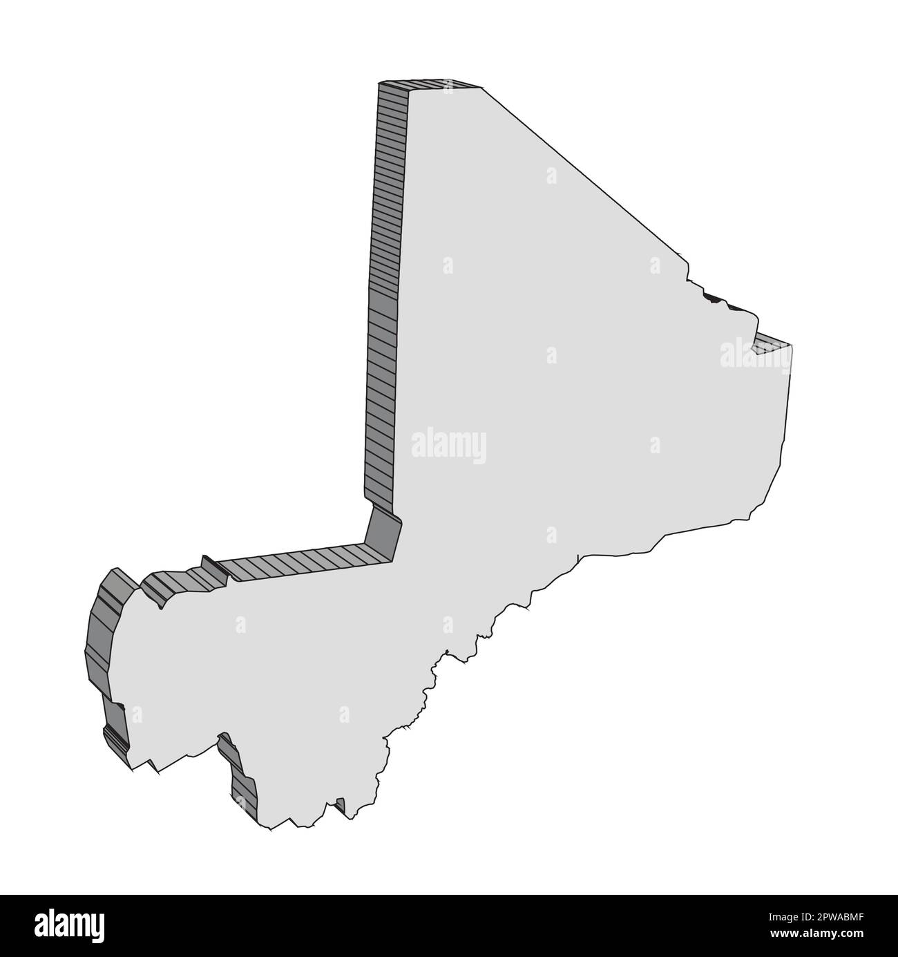 Mali Silhouette 3D Map Stock Vector Image & Art - Alamy