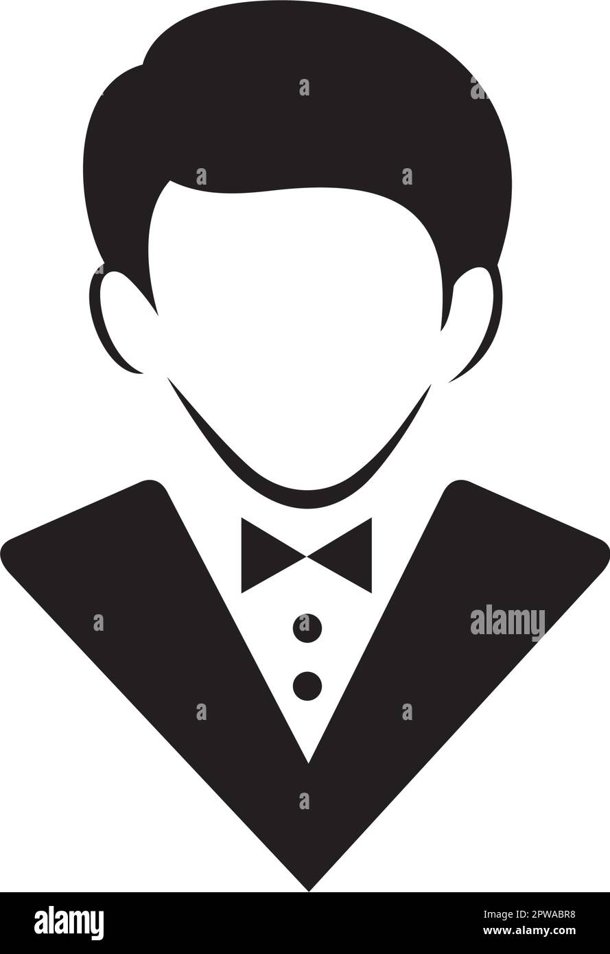 Simple Front View of Waiter Illustration visualized with Silhouette ...