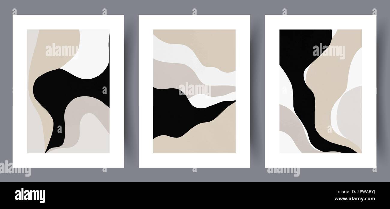 Abstract figures aesthetic shapes wall art print Stock Vector Image ...