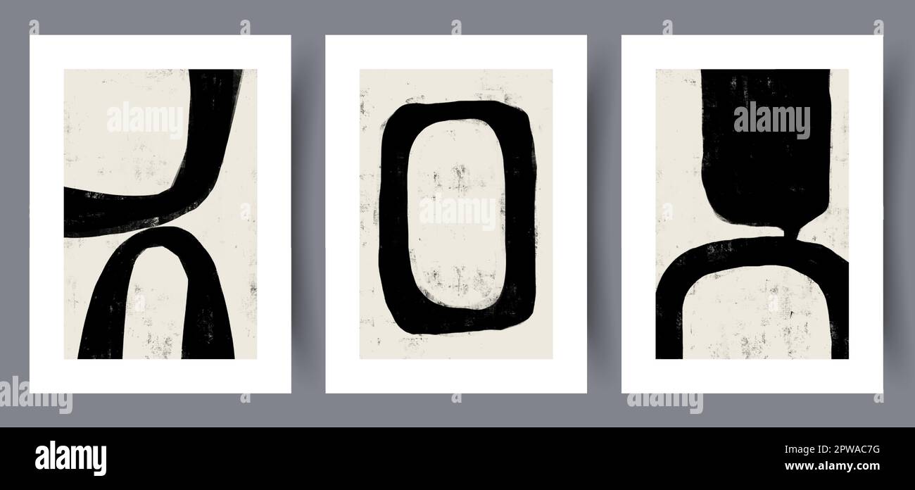 Abstract figures aesthetic shapes wall art print Stock Vector Image ...