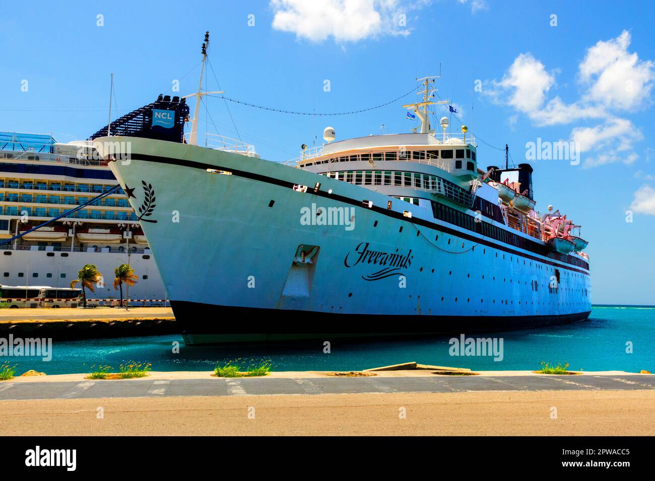 Oranjestad Dutch Aruba port for the MV Freewinds is a former cruise ...
