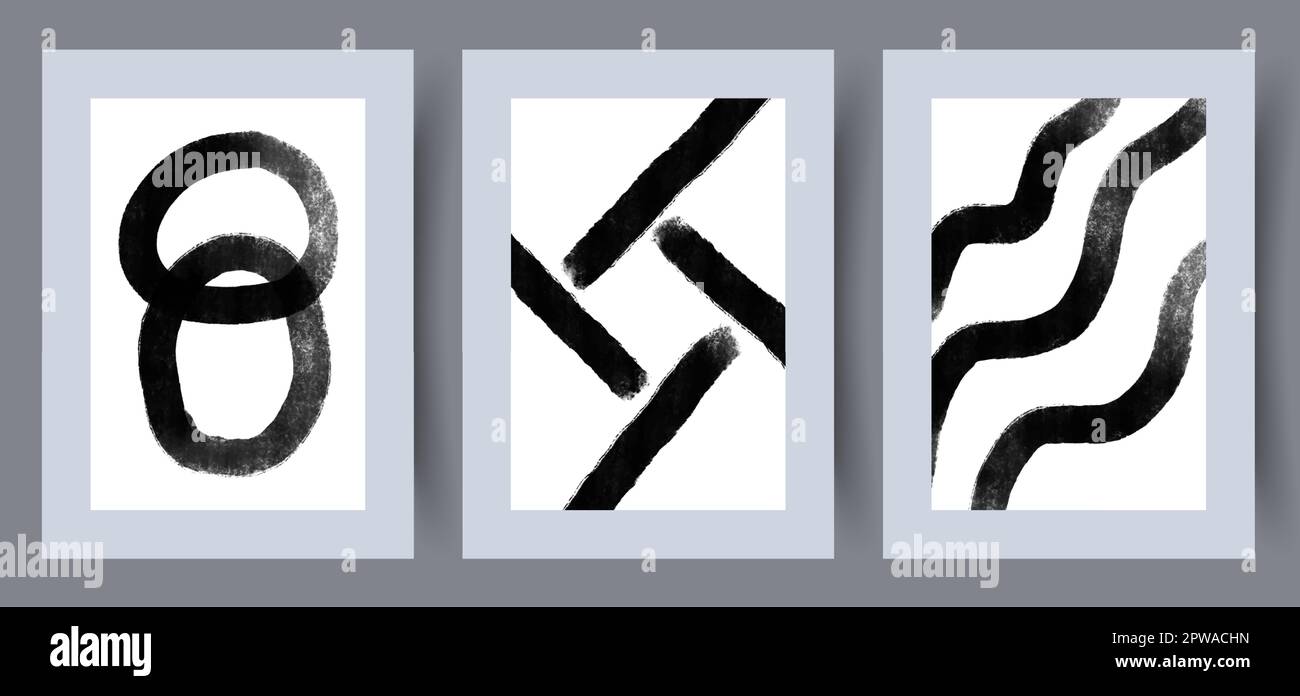 Abstract figures aesthetic shapes wall art print Stock Vector Image ...