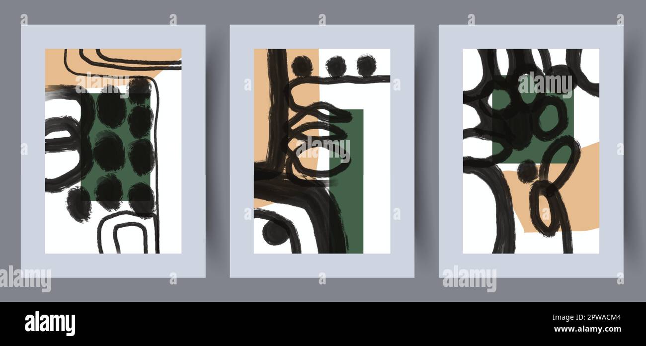 Abstract figures aesthetic shapes wall art print Stock Vector Image ...