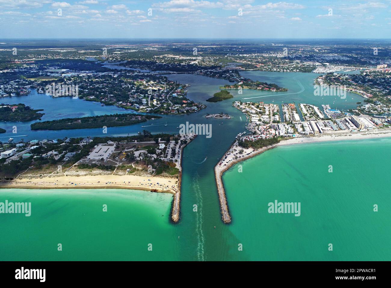 The Jetty at Venice Florida along Florida Gulf Coast a famouss tuorist ...