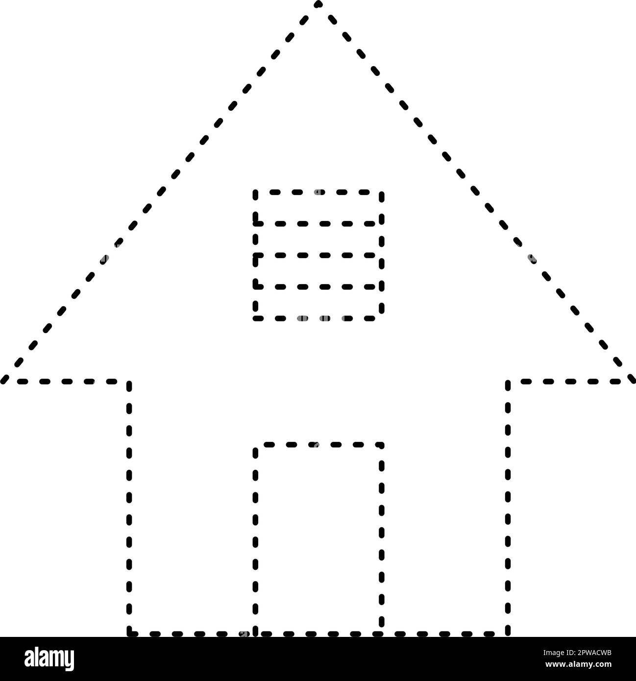Tracing house dotted lines shape for preschool and kindergarten school ...
