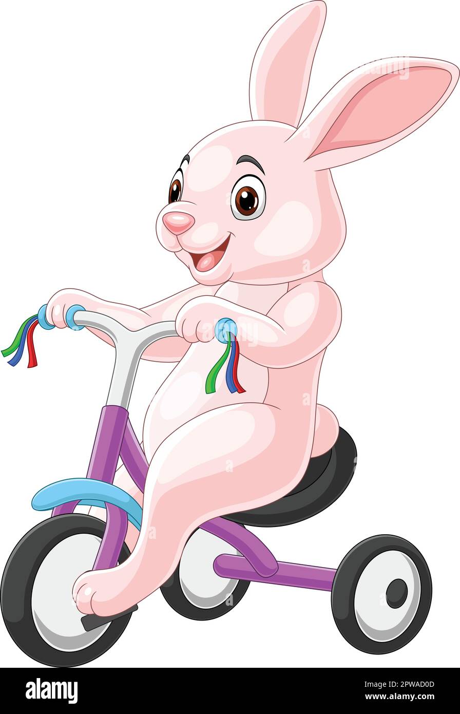 Cute rabbit cartoon riding bicycle Stock Vector Image & Art - Alamy