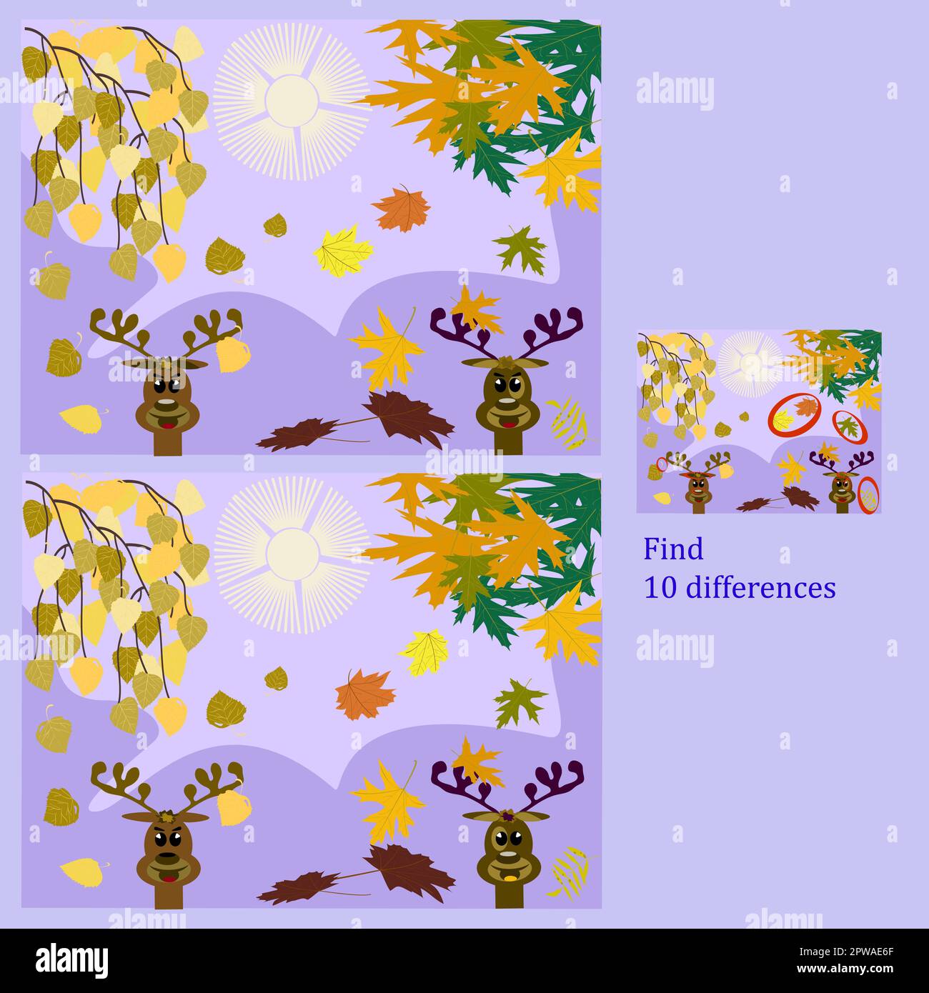 find 10 differences rebus for children under 6 years old, presented by seasons, one of the 4 ...