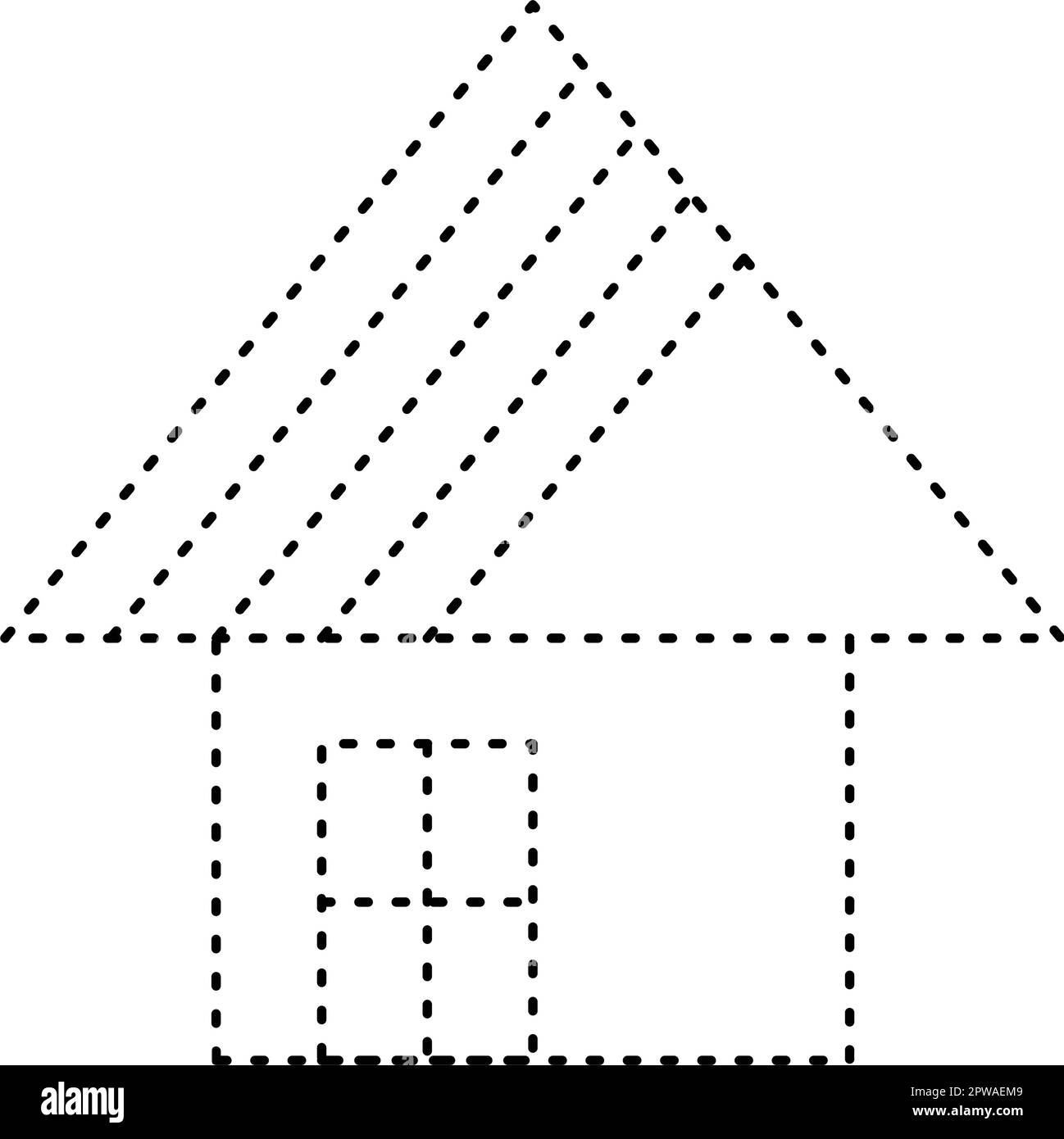 Tracing house dotted lines shape for preschool and kindergarten school ...