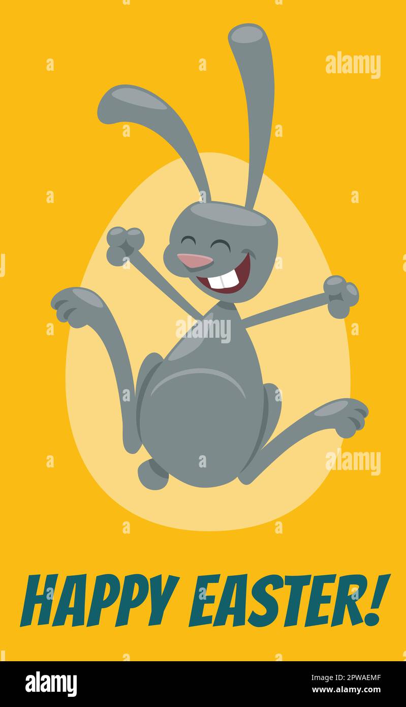 happy cartoon Easter bunny greeting card design Stock Vector Image ...