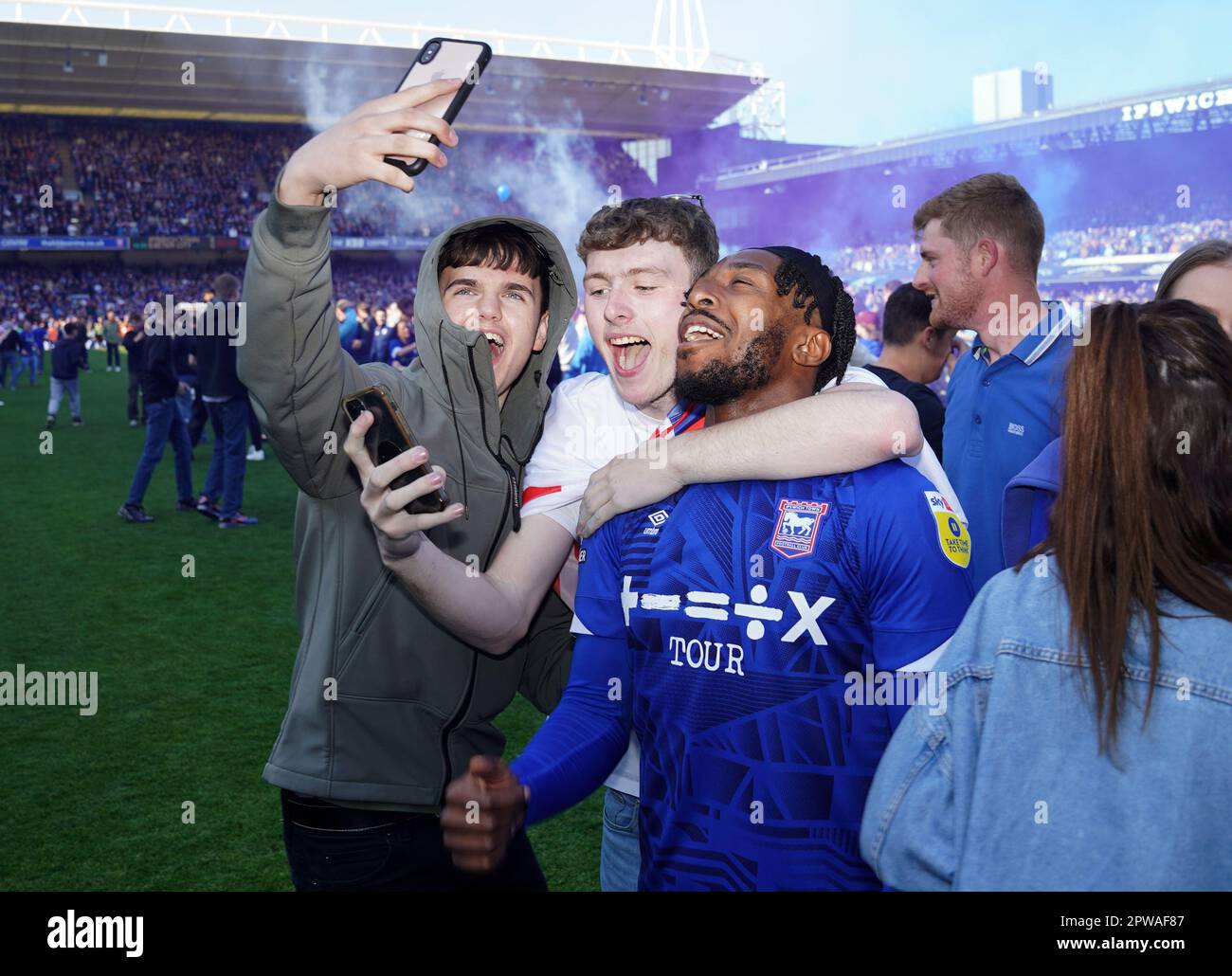 Ipswich Town's Kyle Edwards celebrates promotion to The Championship ...