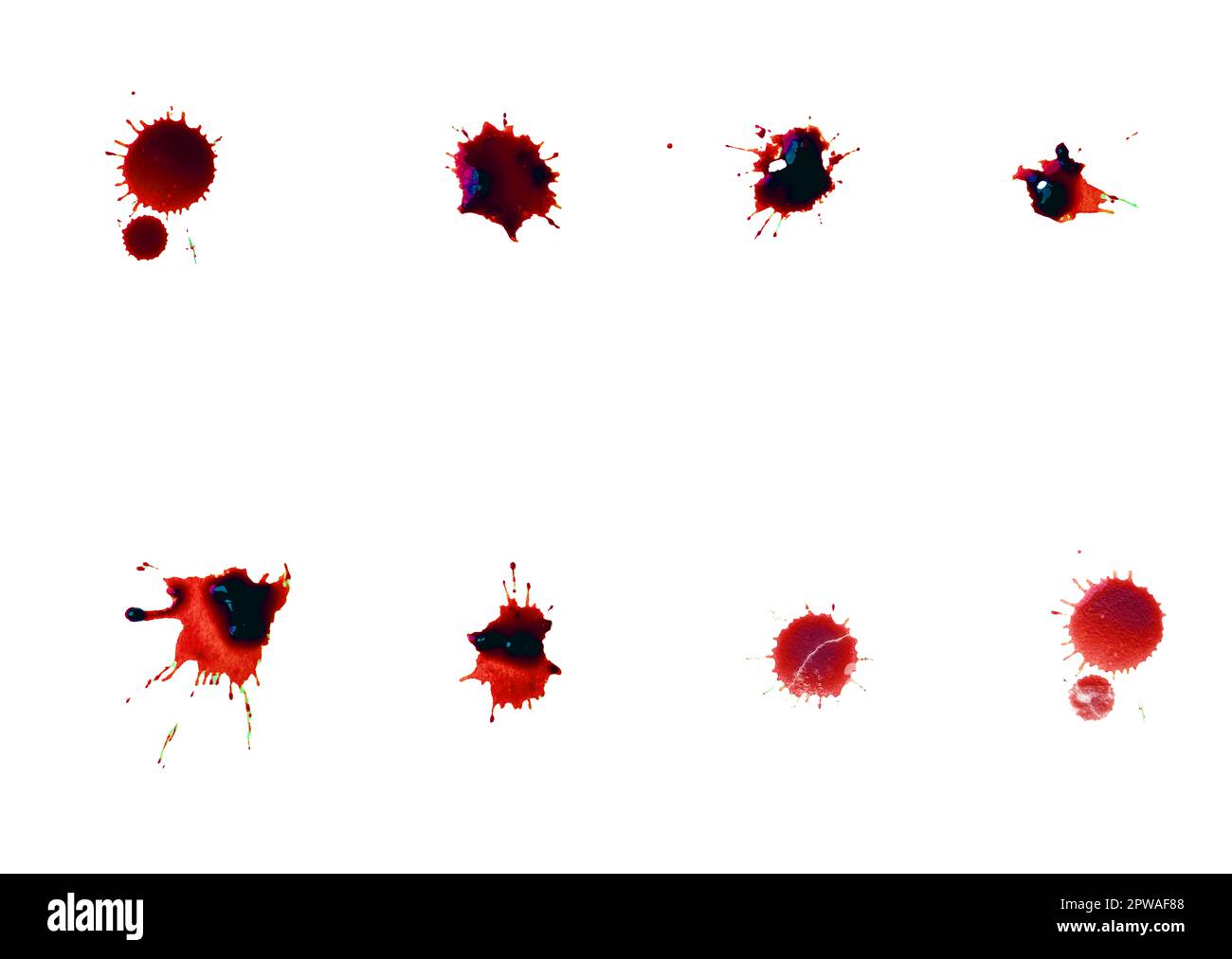 Realistic blood isolated on white background. Drops of blood and ... Realistic blood isolated on white background. Drops of blood and ...