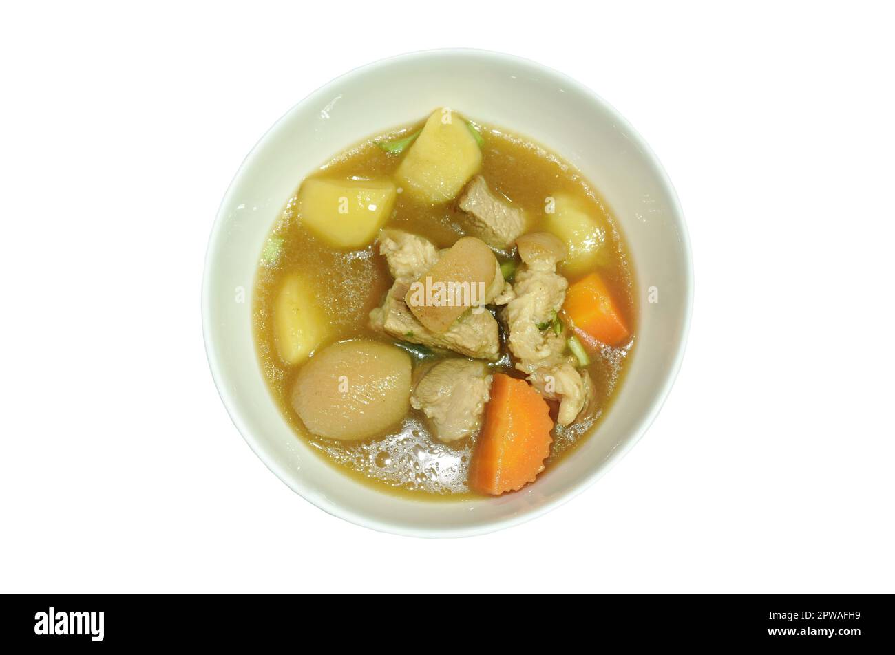 boiled pork leg with potato and carrot stew on bowl Stock Photo - Alamy