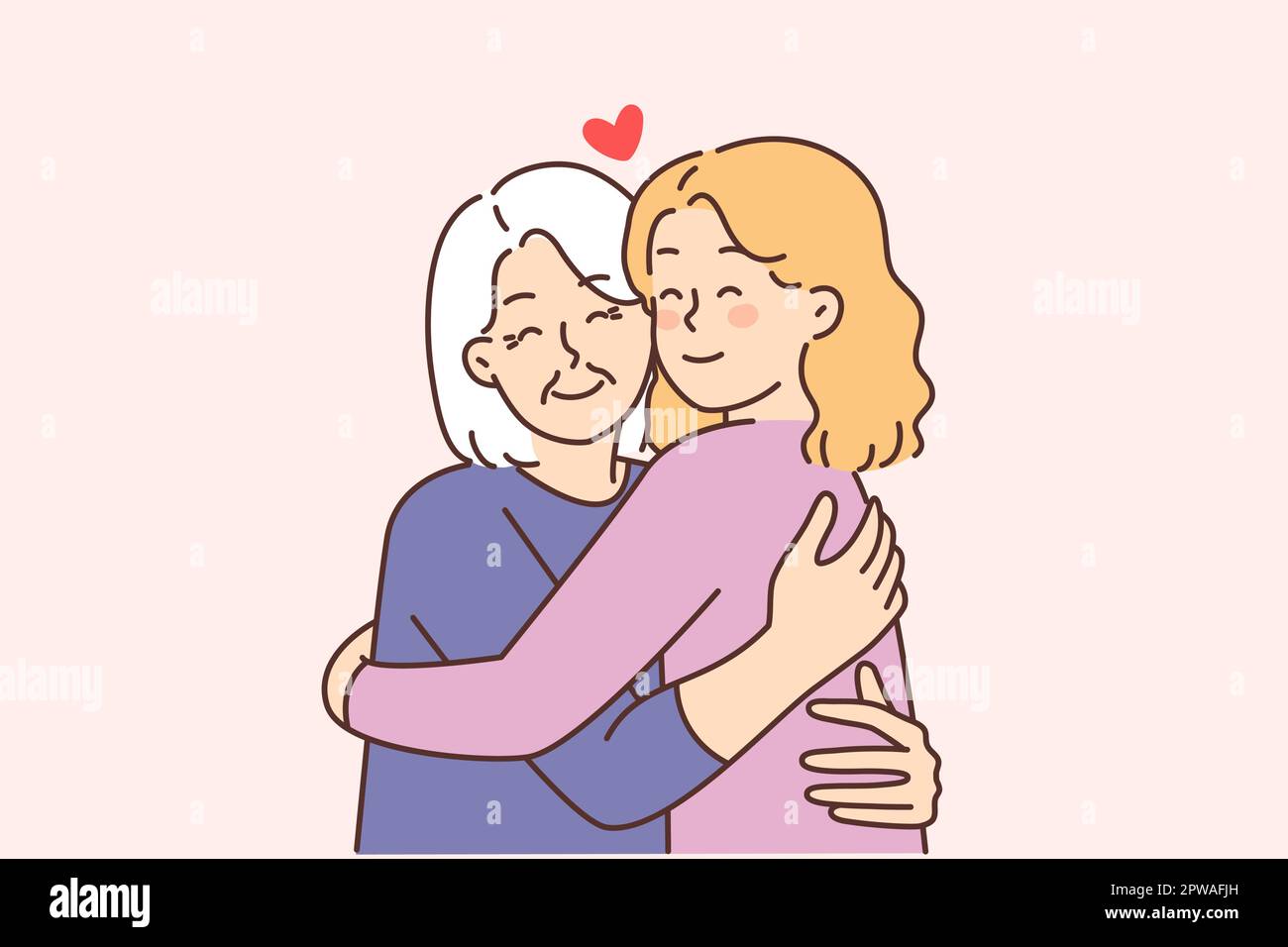 Elderly grandmother hug happy grownup daughter Stock Vector Image & Art - Alamy