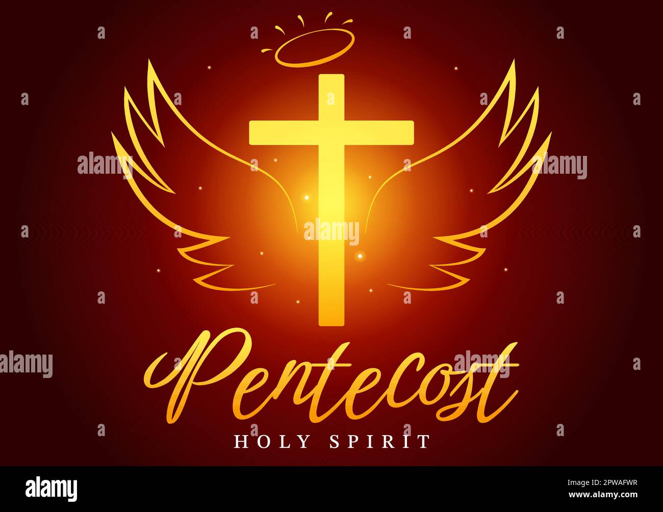 Pentecost Sunday Illustration with Flame and Holy Spirit Dove in ...