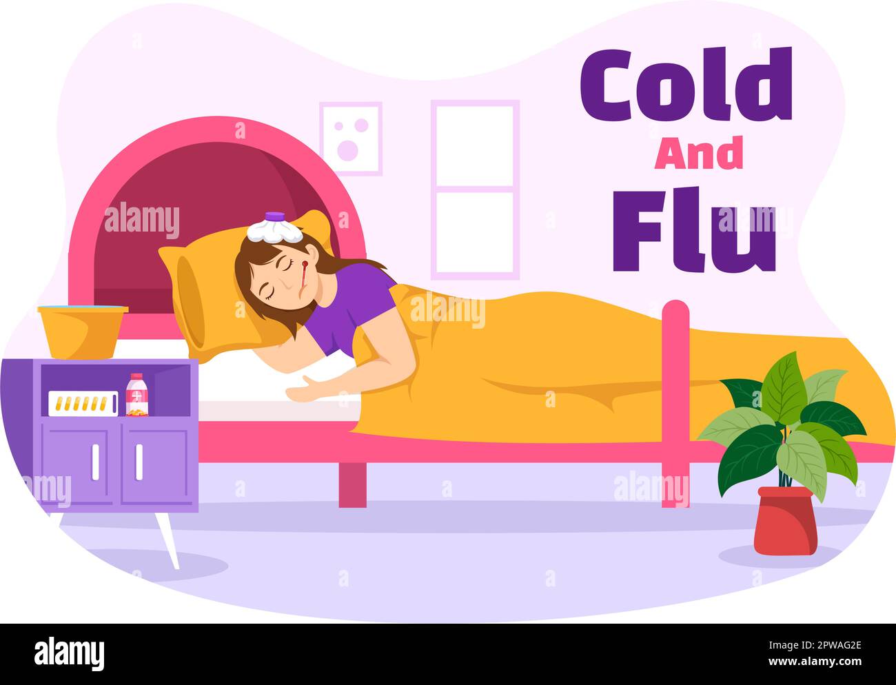 Sick Person Flu and Cold Sickness Illustration with People Wearing ...