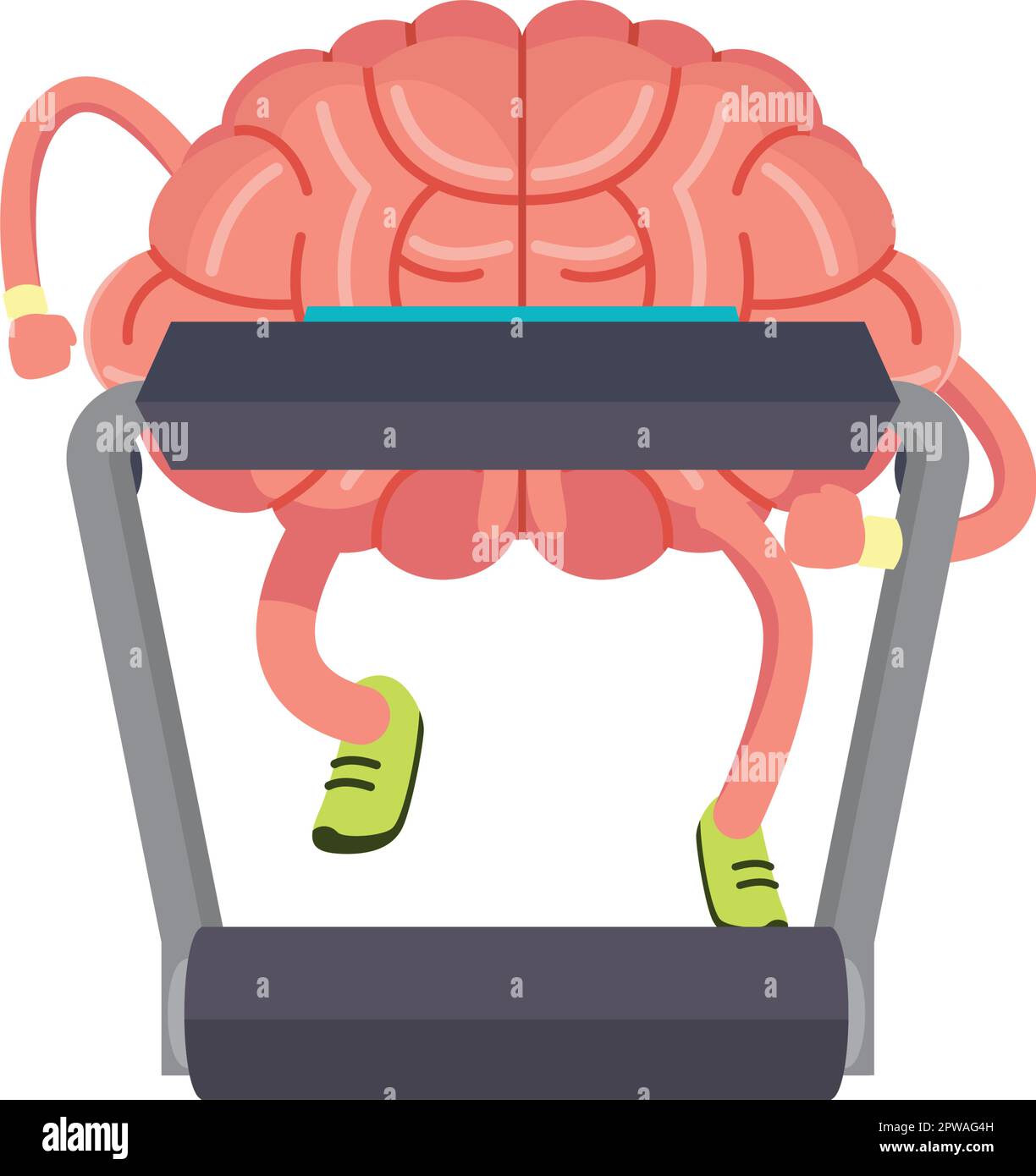 Brain Working Out on a Treadmill Illustration as Symbolization of Hard ...