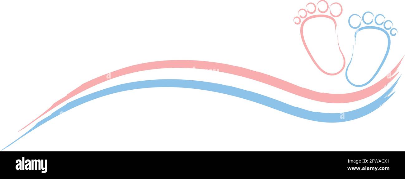 Baby footprint pink and blue, baby feet, logo, background Stock Vector ...