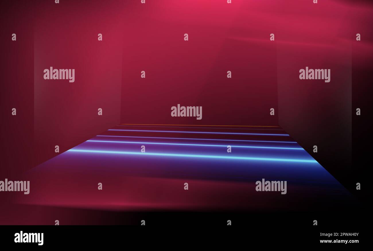 Abstract design with neon light in red theme background, 3d ...