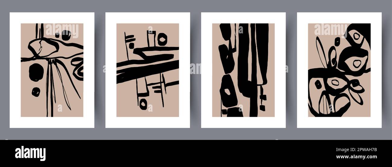 Abstract figures aesthetic shapes wall art print Stock Vector Image ...