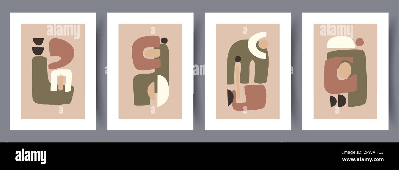 Abstract figures aesthetic shapes wall art print Stock Vector Image ...