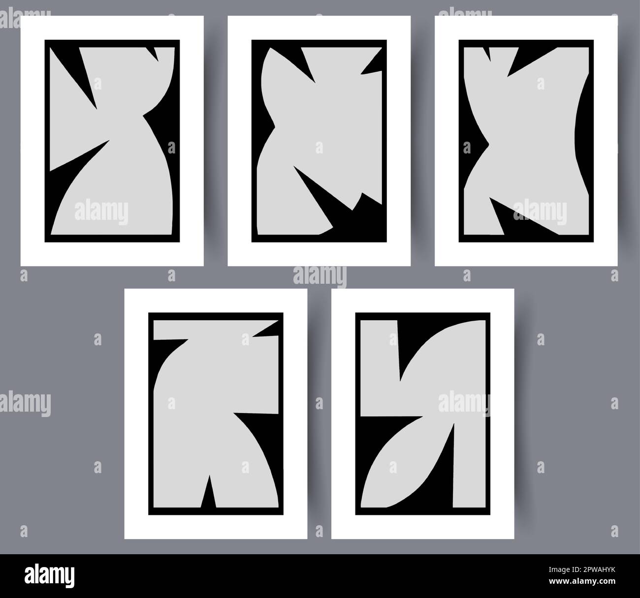 Abstract figures aesthetic shapes wall art print Stock Vector Image ...
