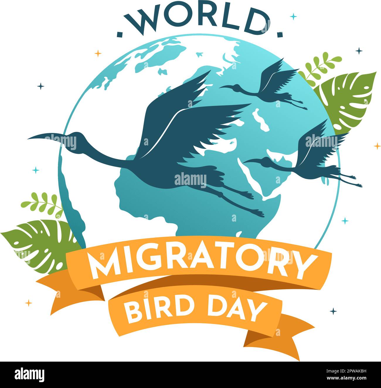 World Migratory Bird Day on May 8 Illustration with Birds Migrations ...