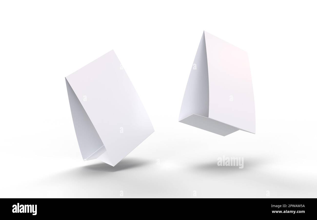 Floating Paper Table Tent 3D Render Illustration for mockup or graphic ...