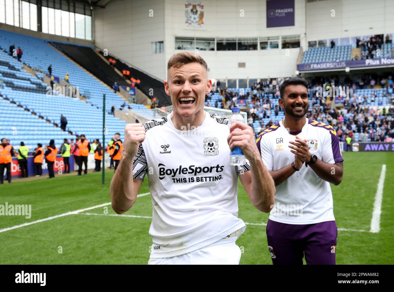 Coventry City goalkeeper Ben Wilson celebrates after the Sky Bet ...