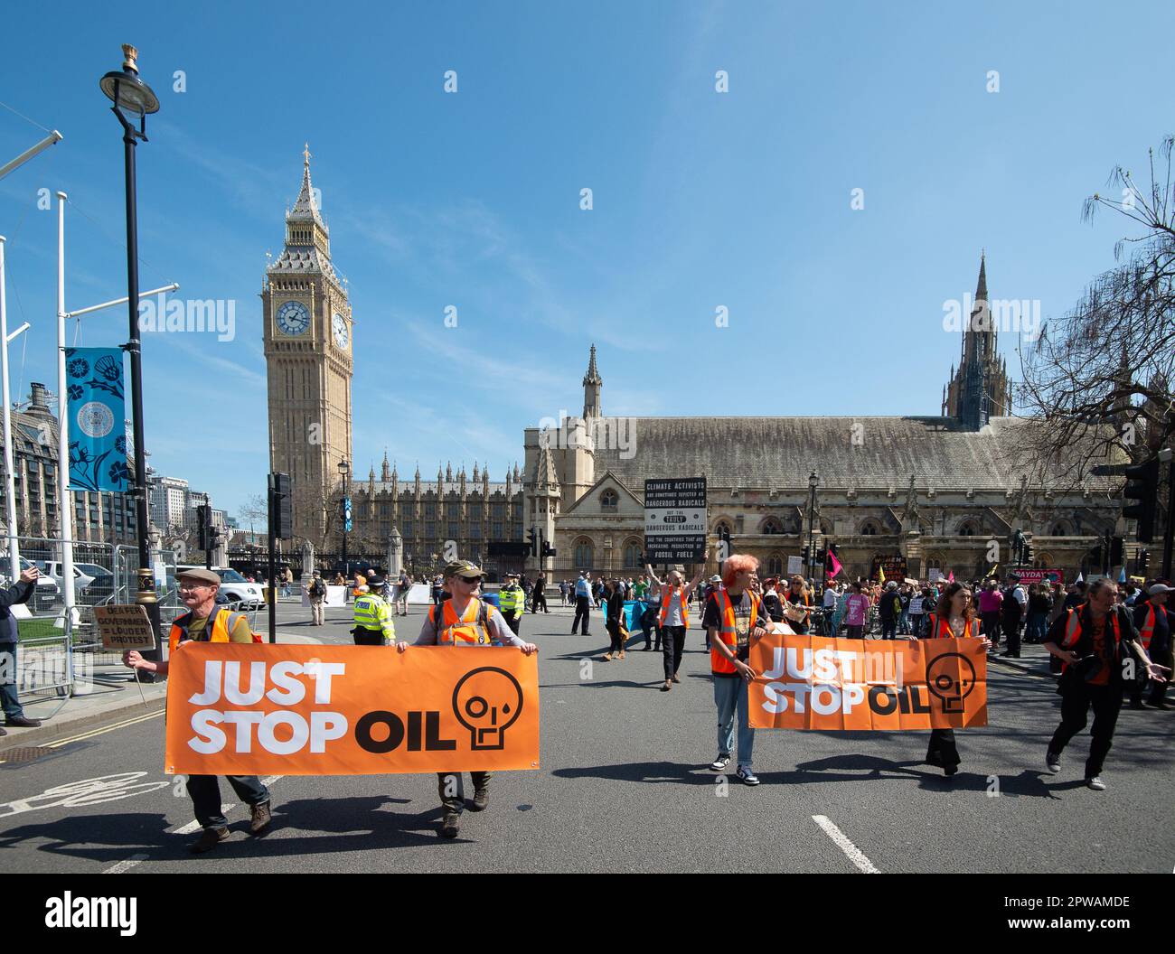 London, UK. 29th April, 2023. Just Stop Oil (JSO) activists held a ...