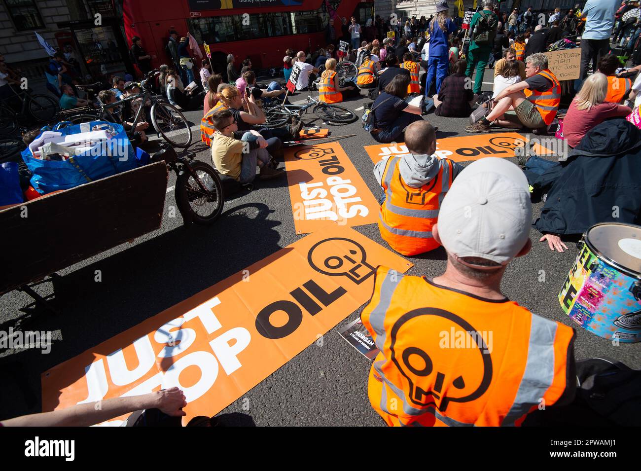 London, UK. 29th April, 2023. Just Stop Oil (JSO) activists held a ...