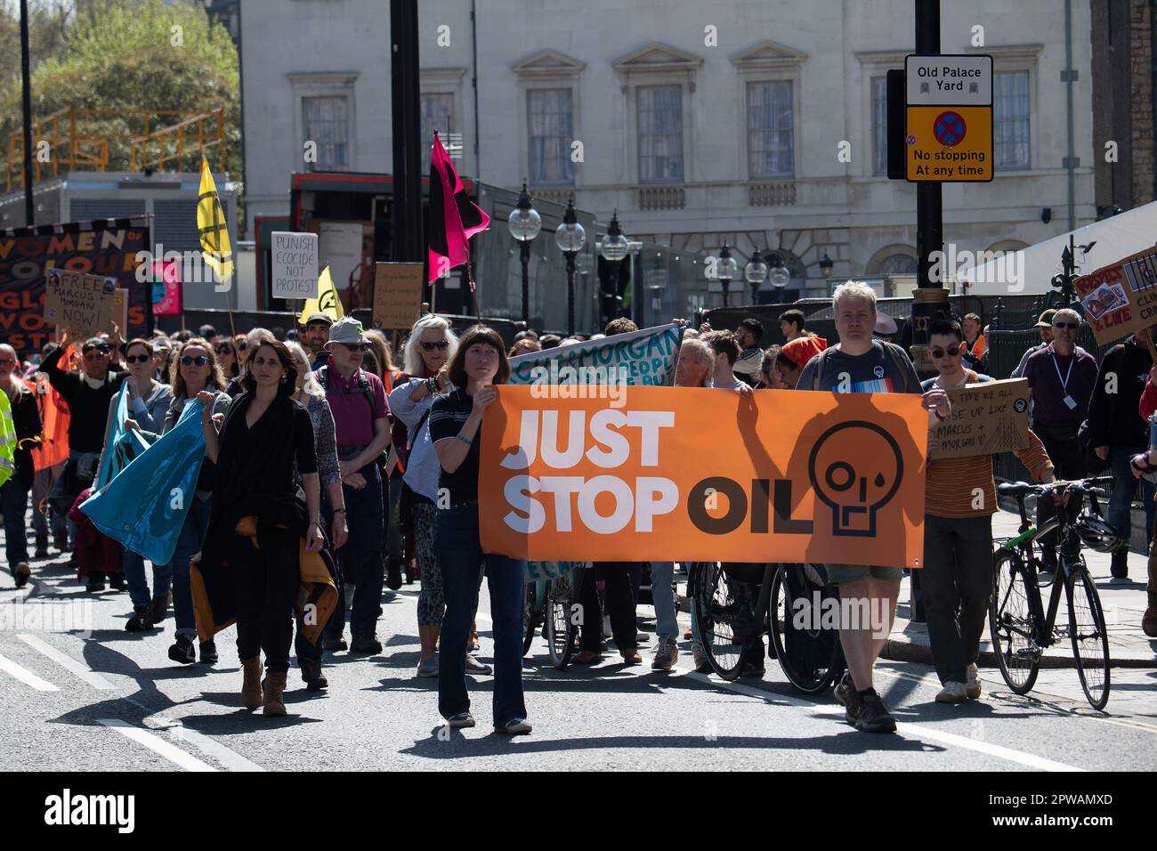 London, UK. 29th April, 2023. Just Stop Oil (JSO) activists held a ...