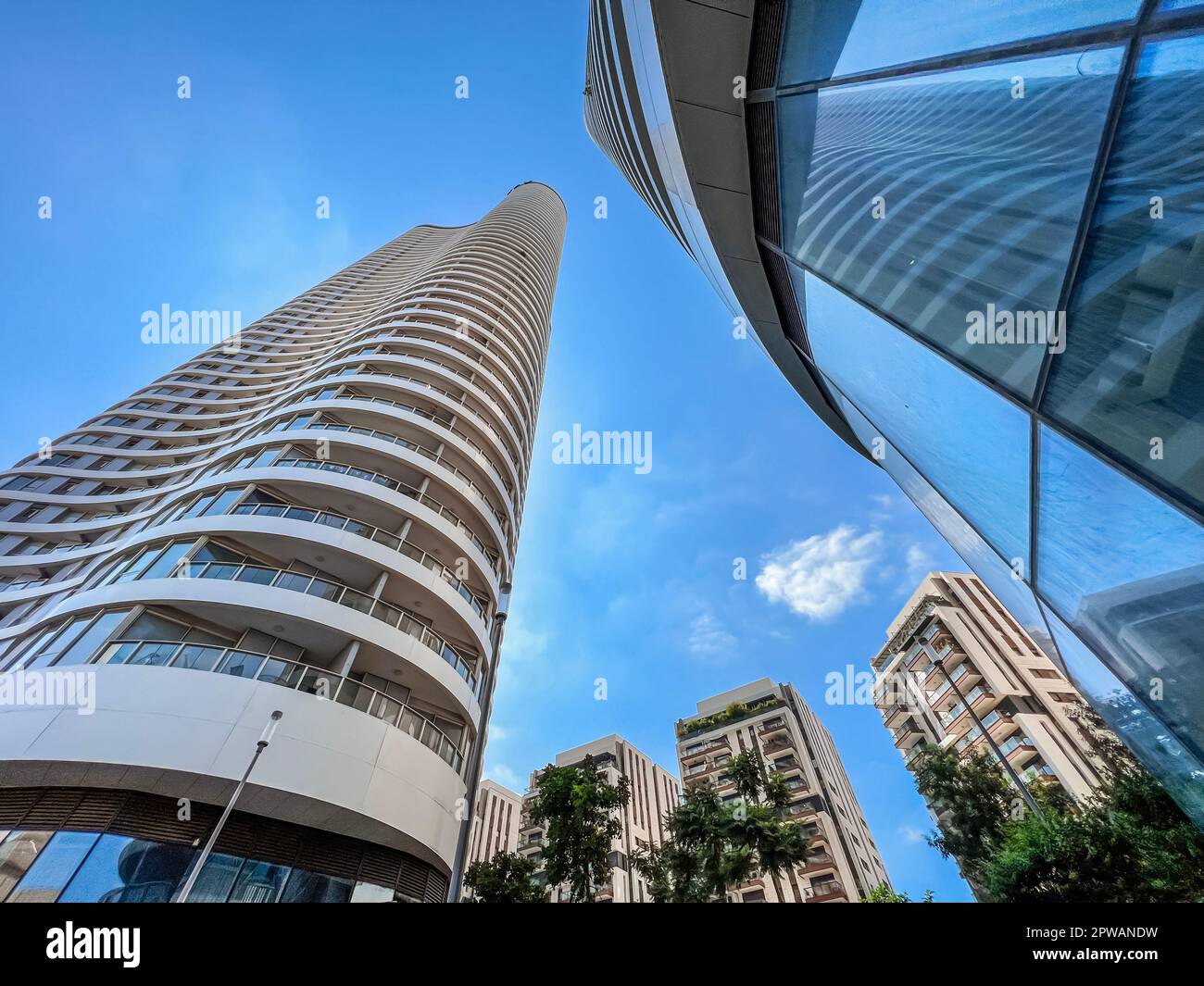 Architecture office apartment block blue sky trees buildings hi-res ...