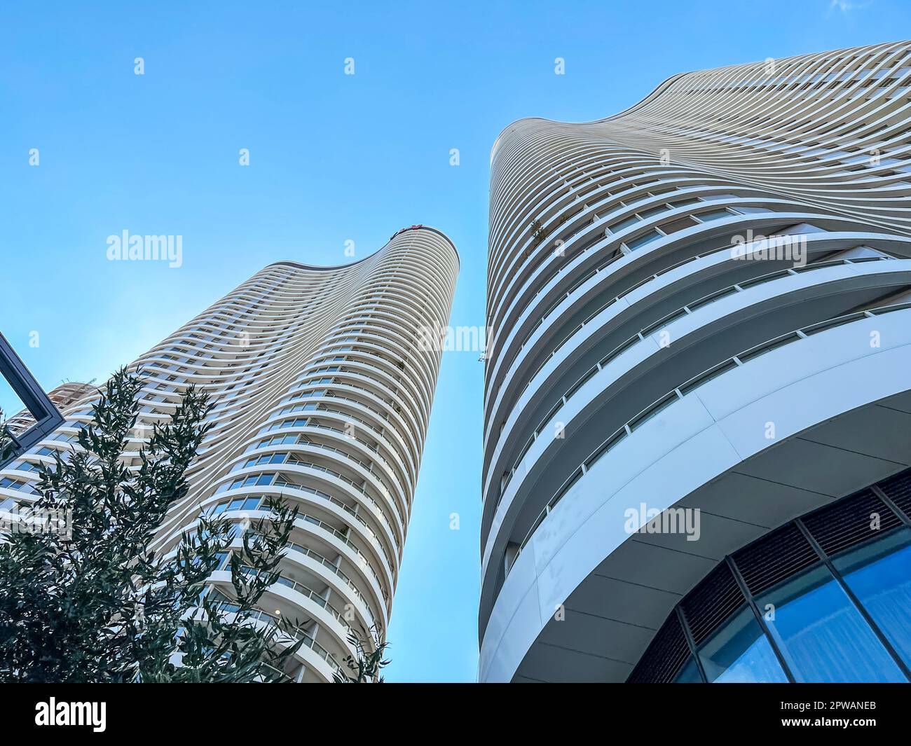 Modern highscrapers in city, bottom view Stock Photo - Alamy