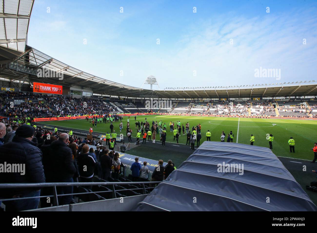 The Hull City squad and staff complete a lap of honour inside The MKM ...