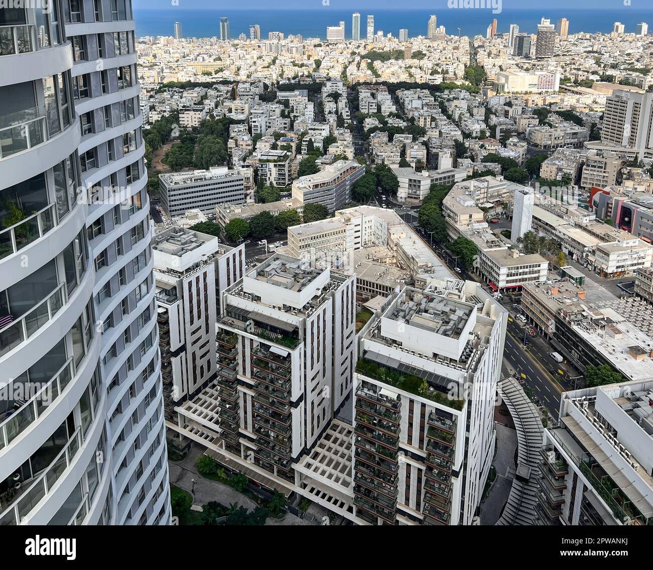 View of seaside city with modern buildings Stock Photo - Alamy