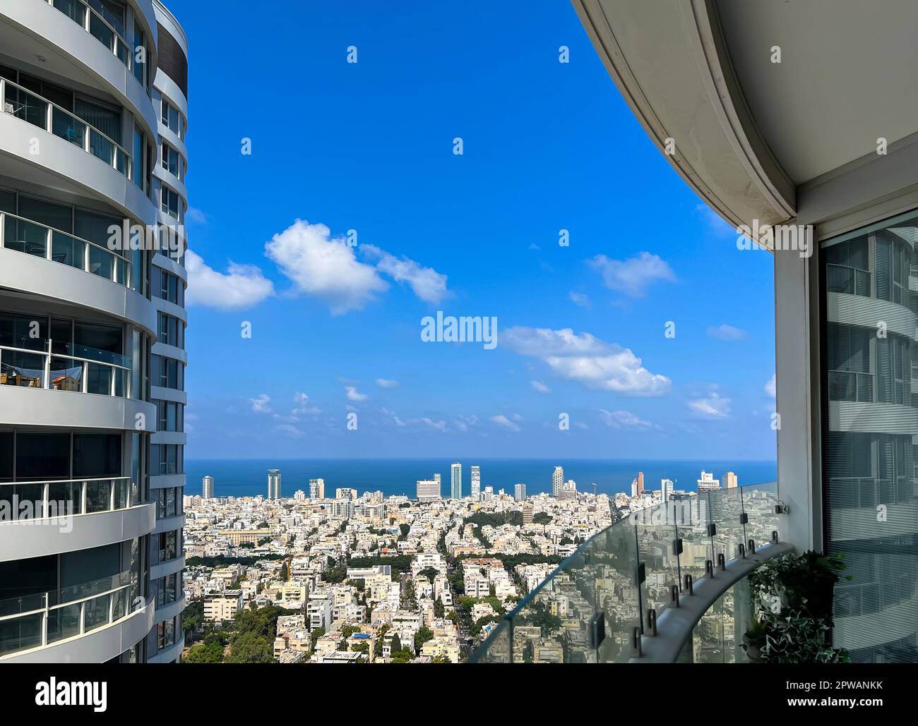 View of seaside city with modern buildings Stock Photo - Alamy