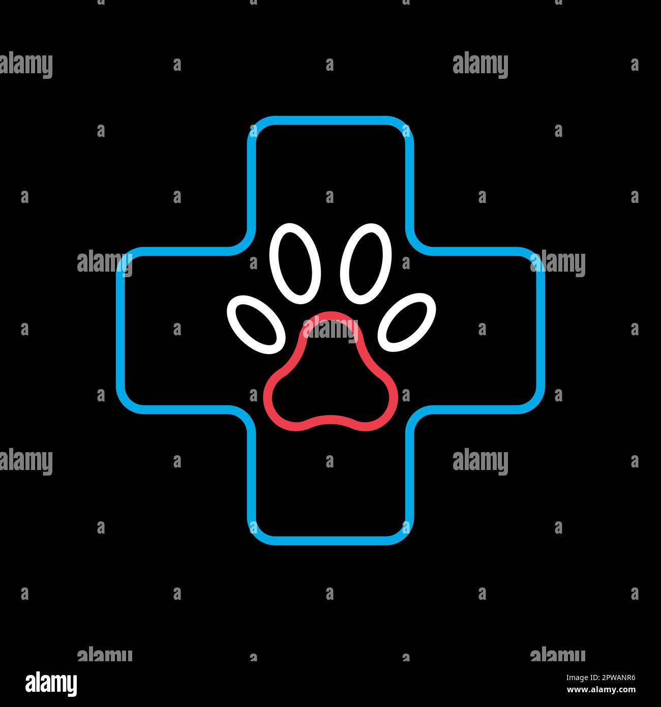 Veterinary vector icon on black background. Pet animal sign Stock ...